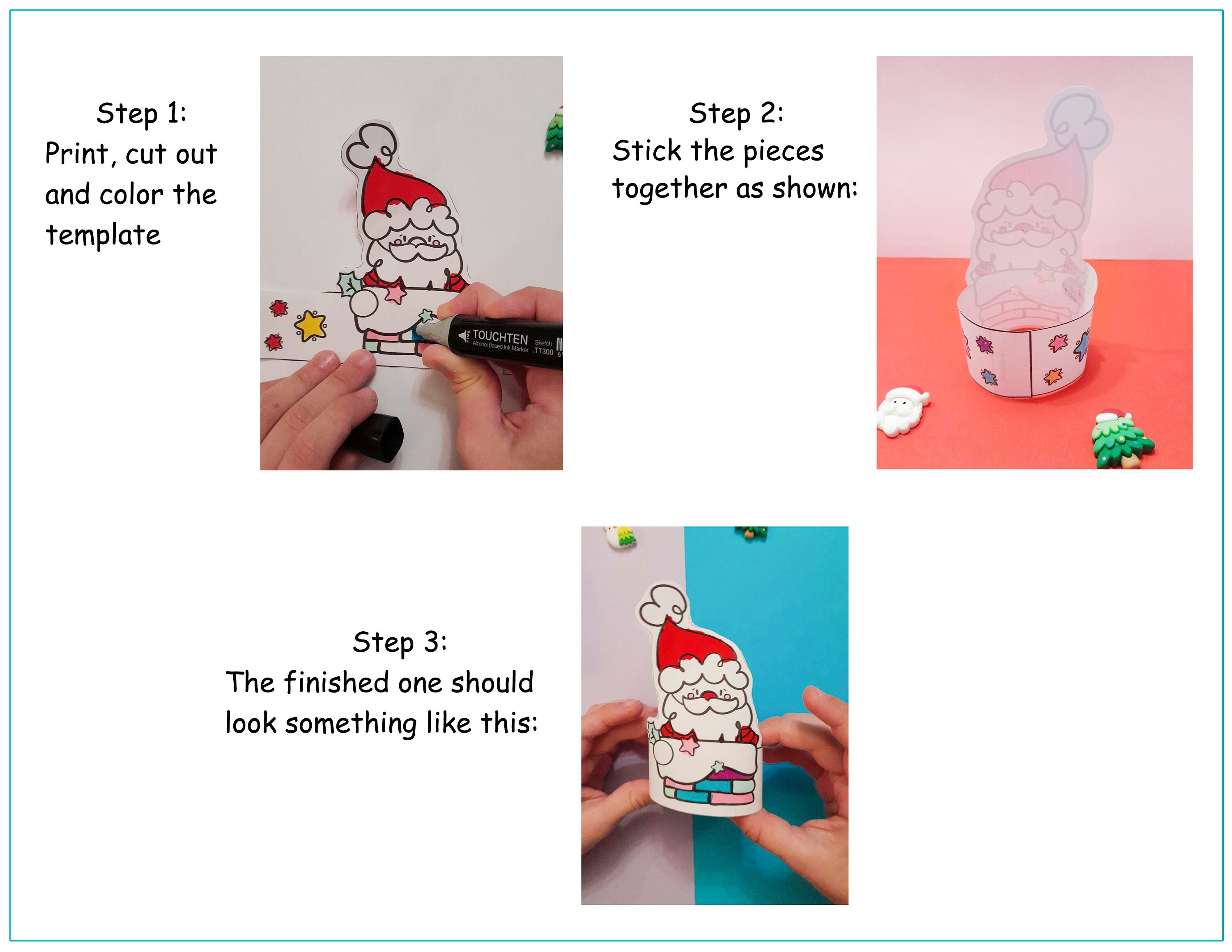 Christmas Paper Crafts | Printable 3D Santa Craft | Snowman Paper Craft ...