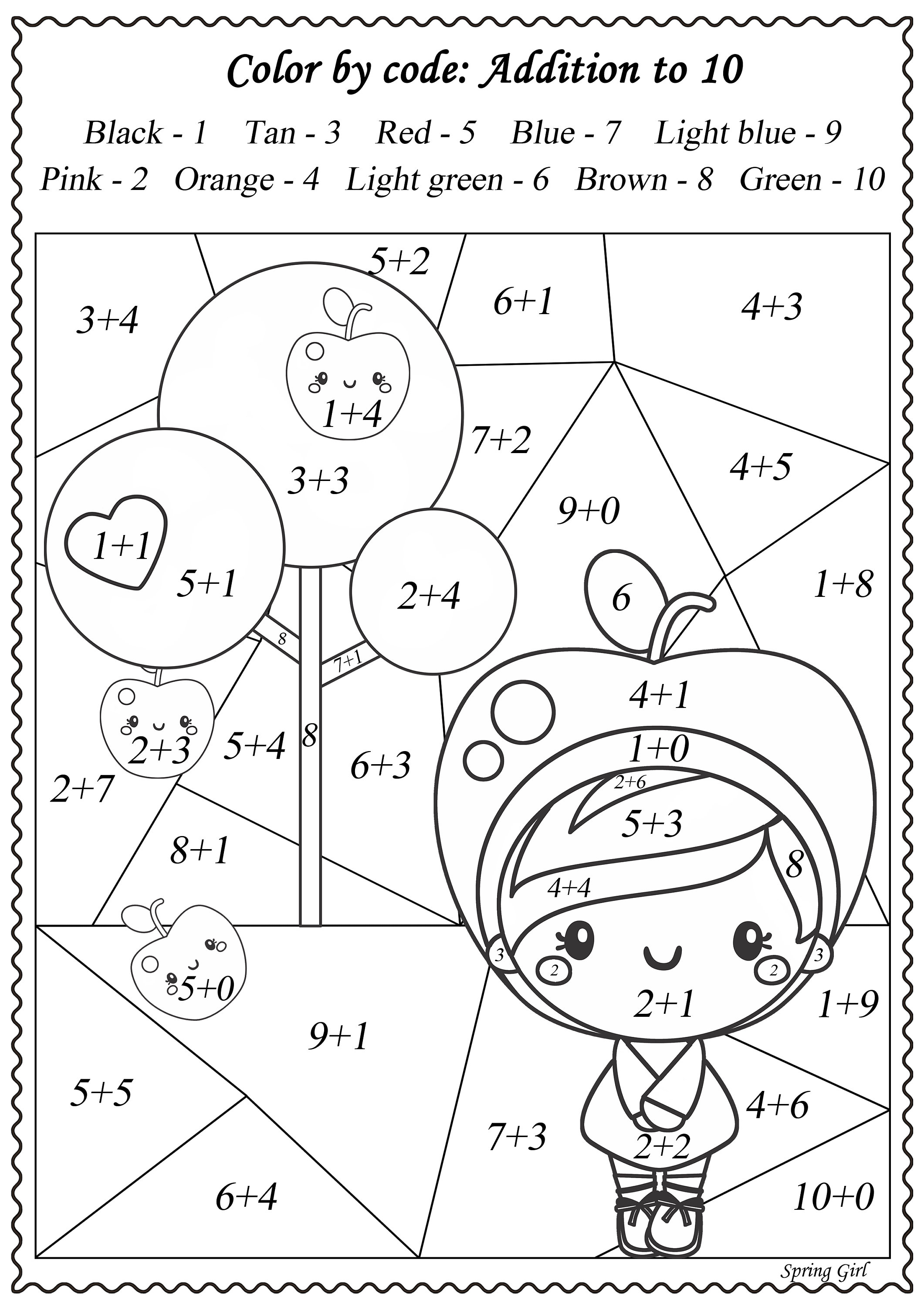 Apple Day: Color by Numbers Worksheets - Etsy