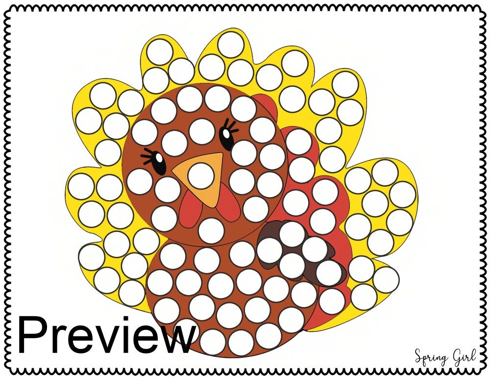 Thanksgiving Dot Marker Coloring Pages, Thanksgiving PDF, Thanksgiving ...