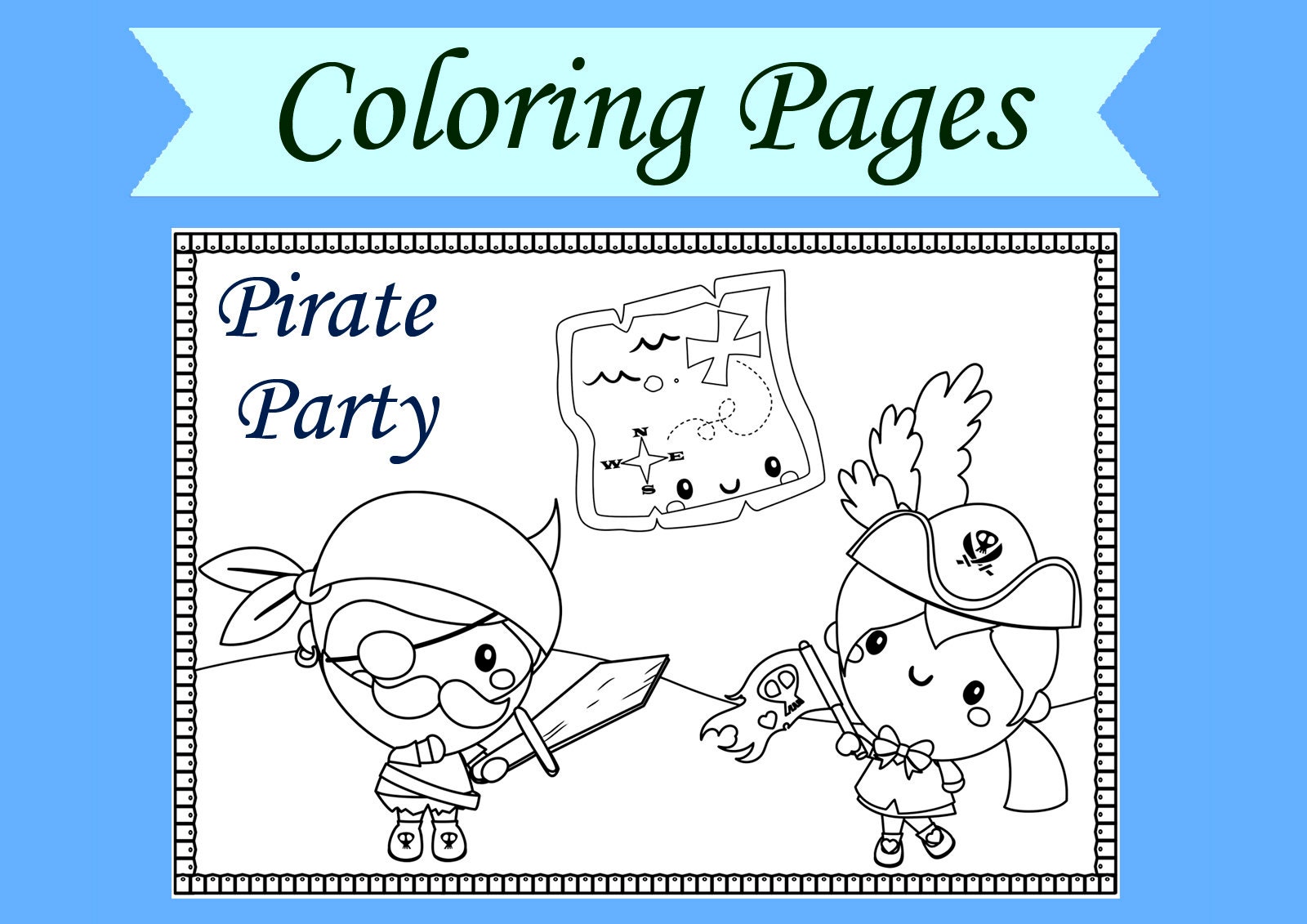 Pirate Party Coloring Pages | Printable Sheets to Color | Instant ...