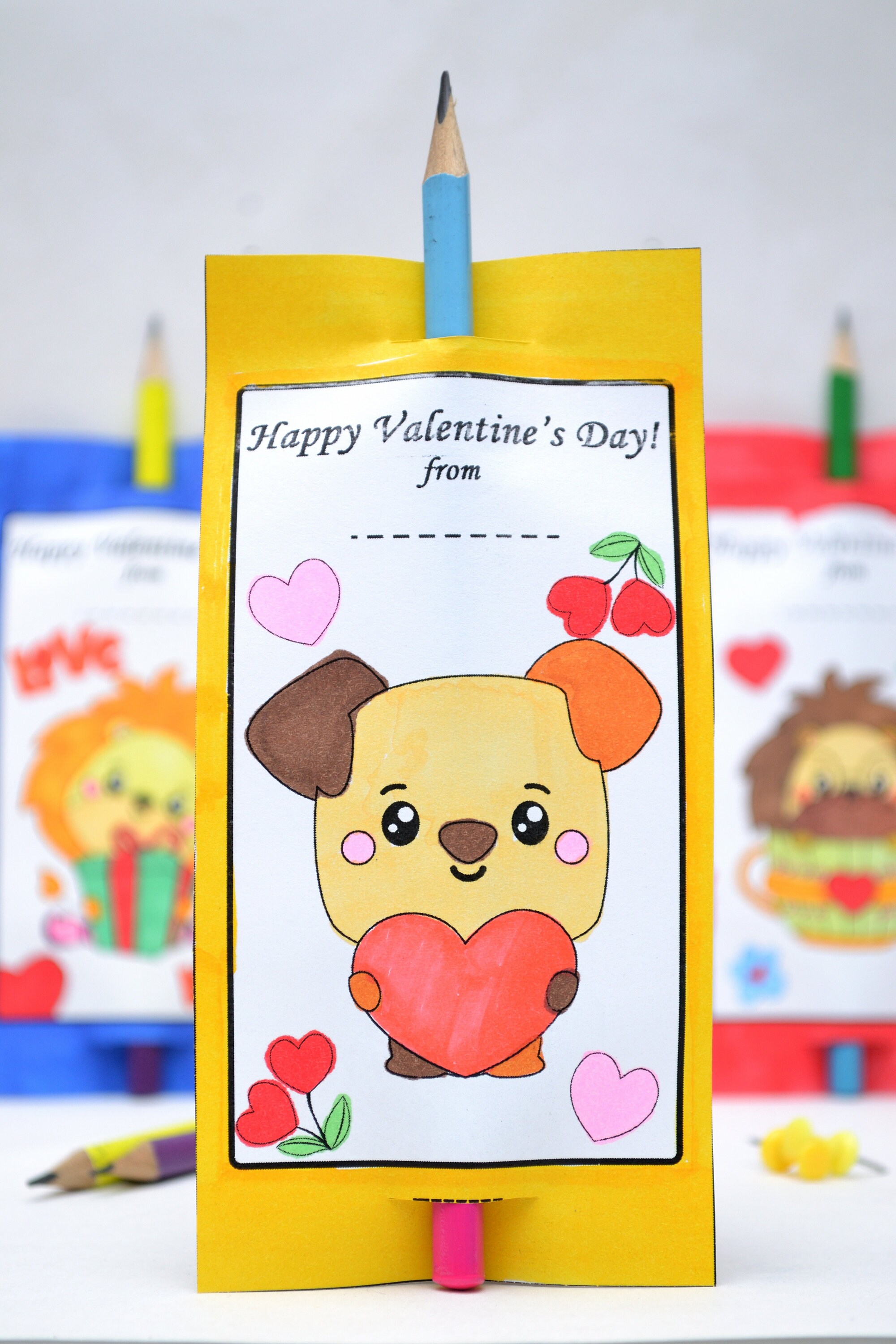 Valentine's Day Pencil Card | Gift Tag | Printable Pencil Holder ...