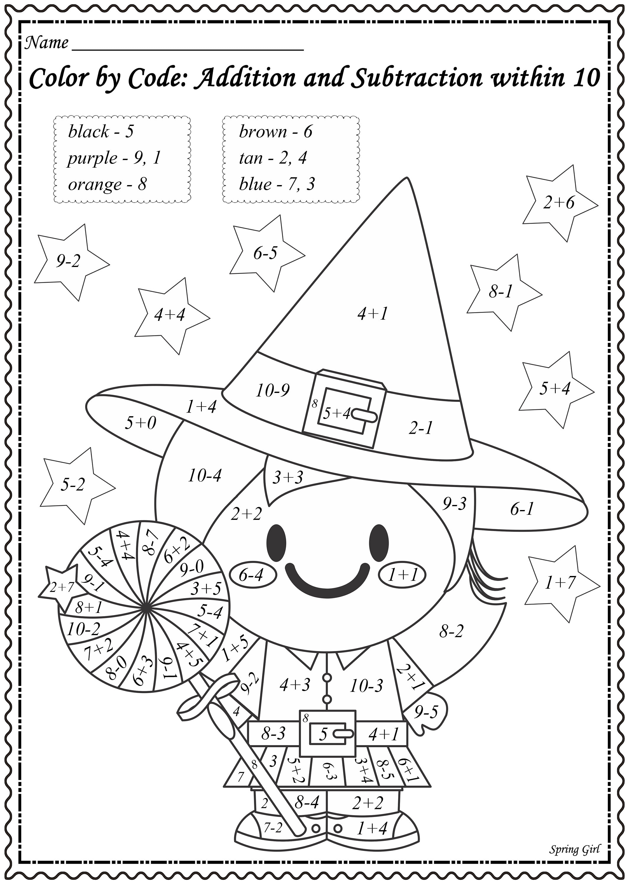 Math Coloring Pages For 1st Graders