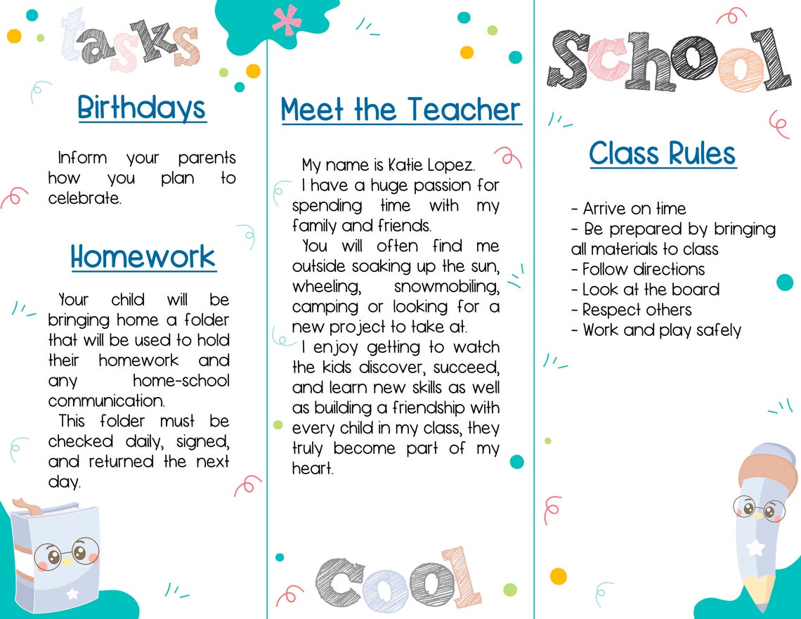 Back to School Trifold Brochure | Open House Template | Meet the ...