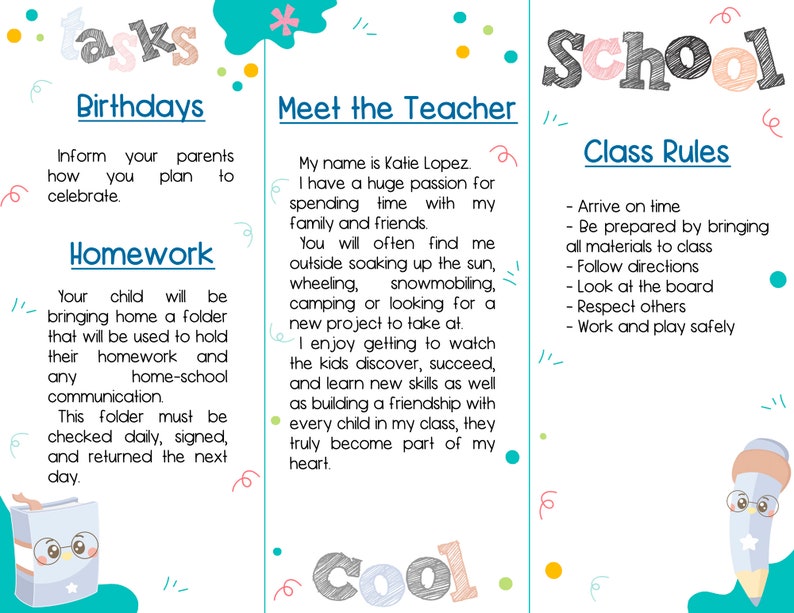 Back to School Trifold Brochure | Open House Template | Meet the ...