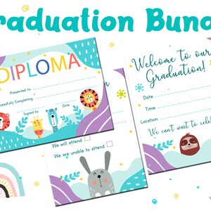 Kindergarten Graduation Bundle | Kit, Printable Diploma, Invitation ...