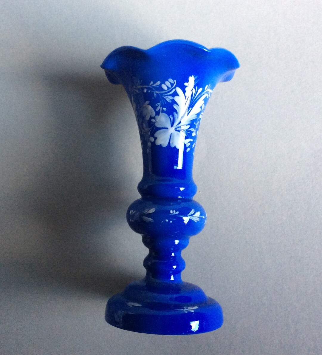 Opaline Glass Vase With Floral Decoration C1890 - Etsy