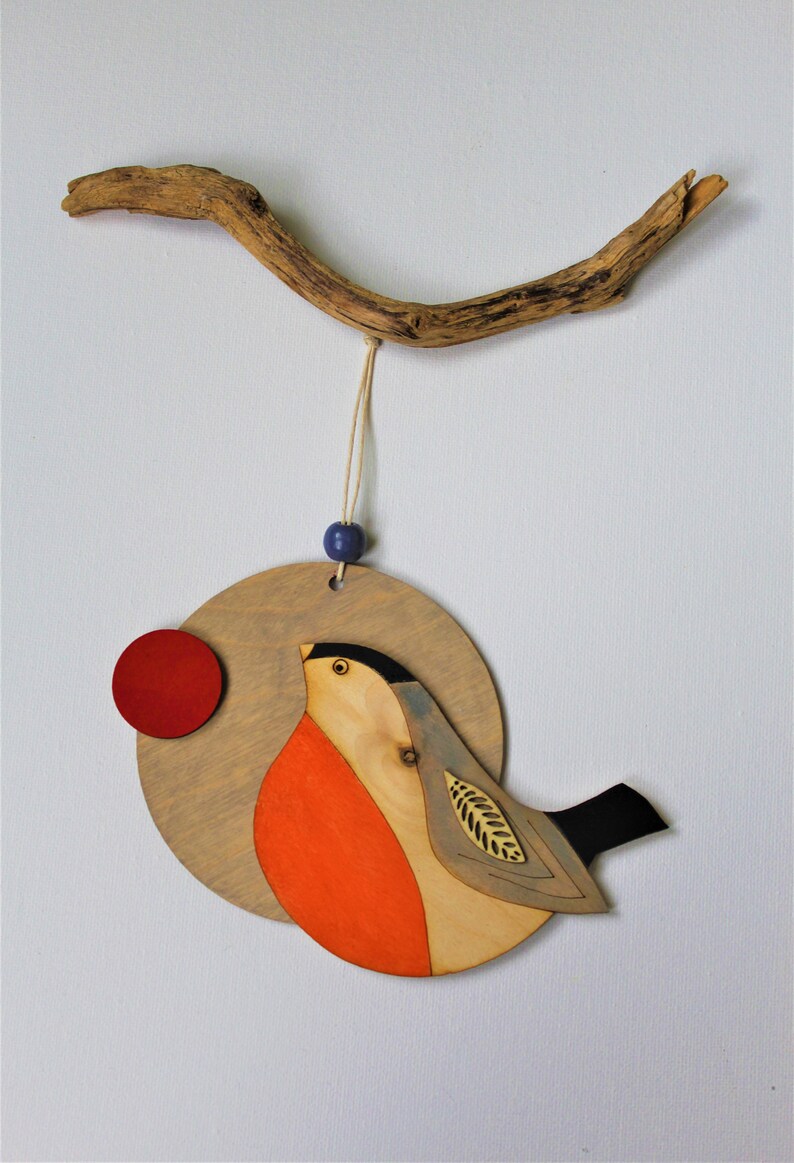 Wooden Laser Cut Hand Painted Robin Wall Décor,home Decor,scandi Home ...