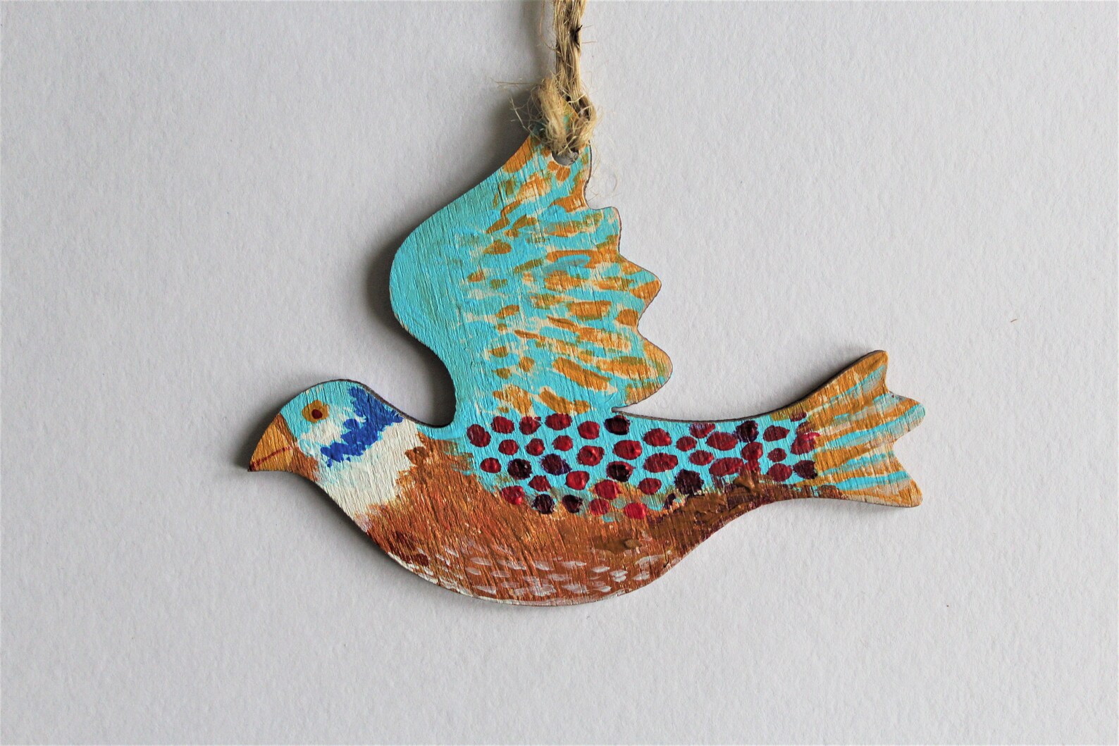 Christmas Décor, Bird Hand Painted Décoration ,scandi Decoration, Gift ...