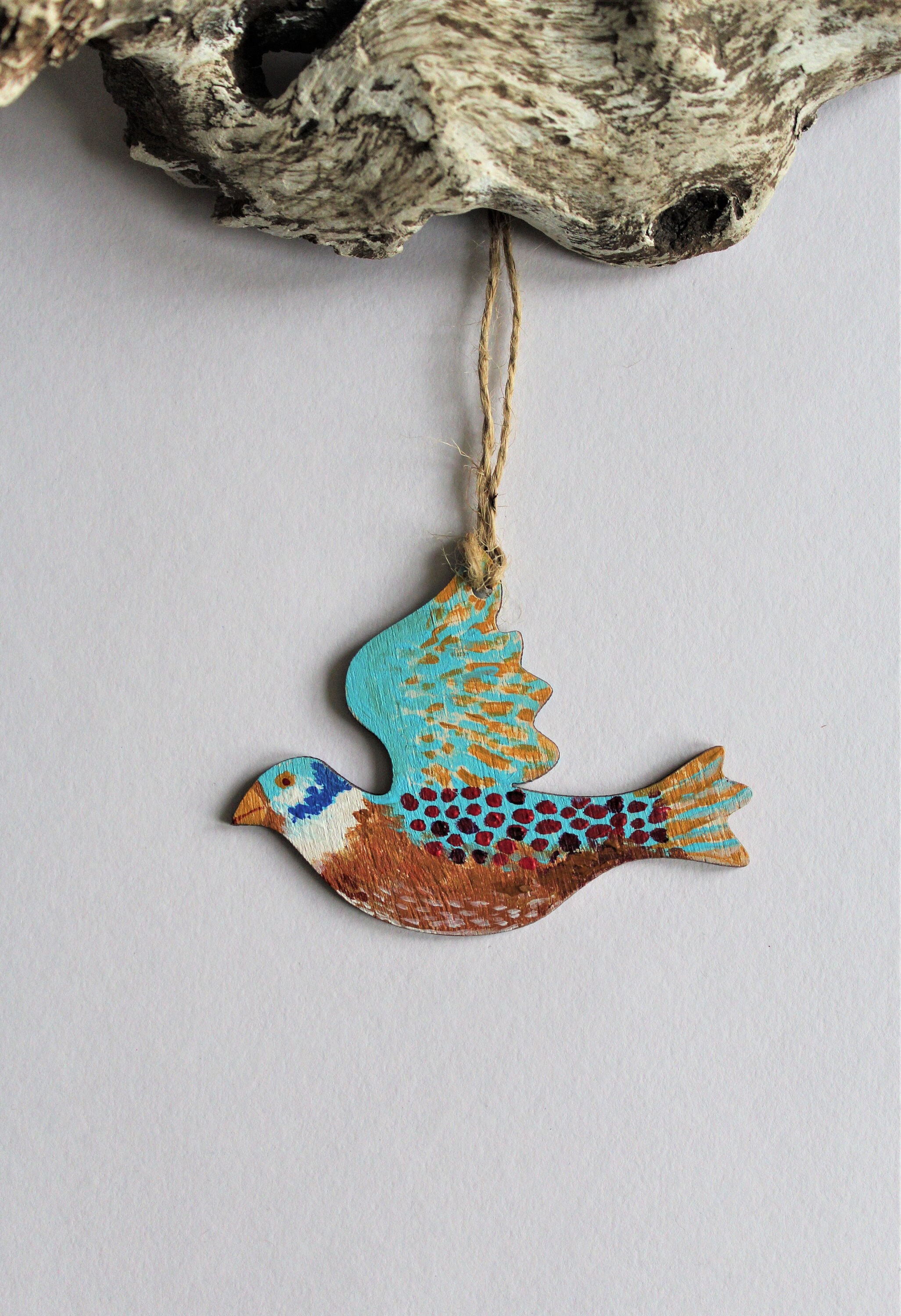 Christmas Décor, Bird Hand Painted Décoration ,scandi Decoration, Gift ...