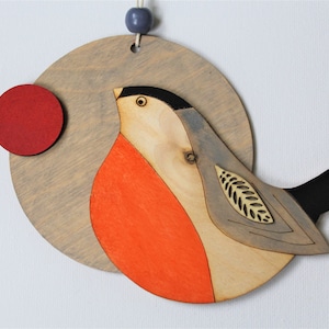 Wooden Laser Cut Hand Painted Robin Wall Décor,home Decor,scandi Home ...