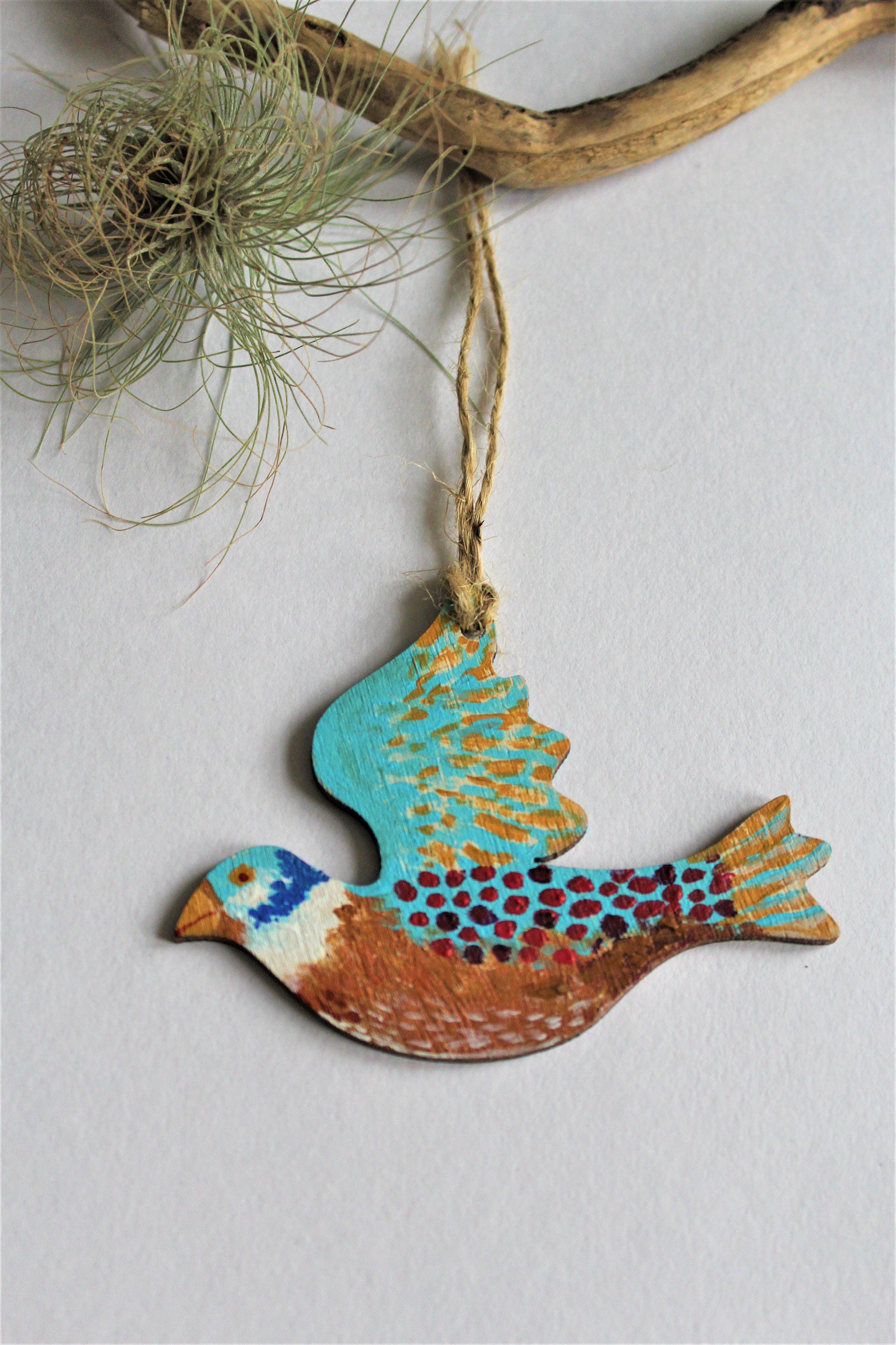 Christmas Décor, Bird Hand Painted Décoration ,scandi Decoration, Gift ...
