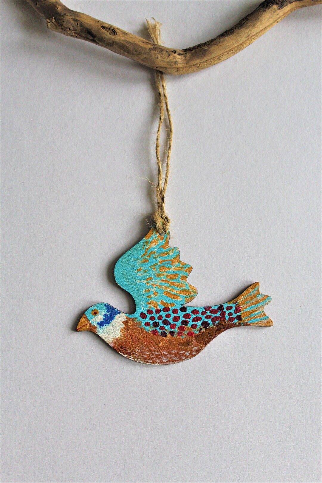 Christmas Décor, Bird Hand Painted Décoration ,scandi Decoration, Gift ...