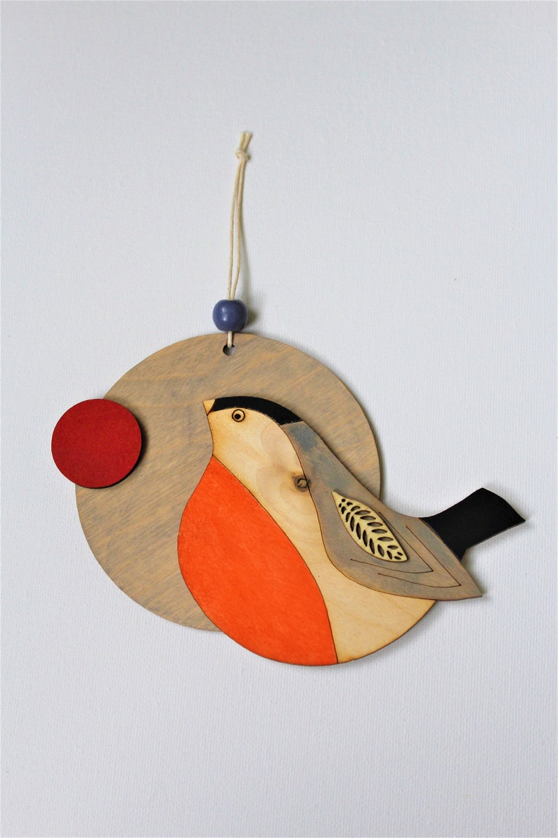 Wooden Laser Cut Hand Painted Robin Wall Décor,home Decor,scandi Home ...