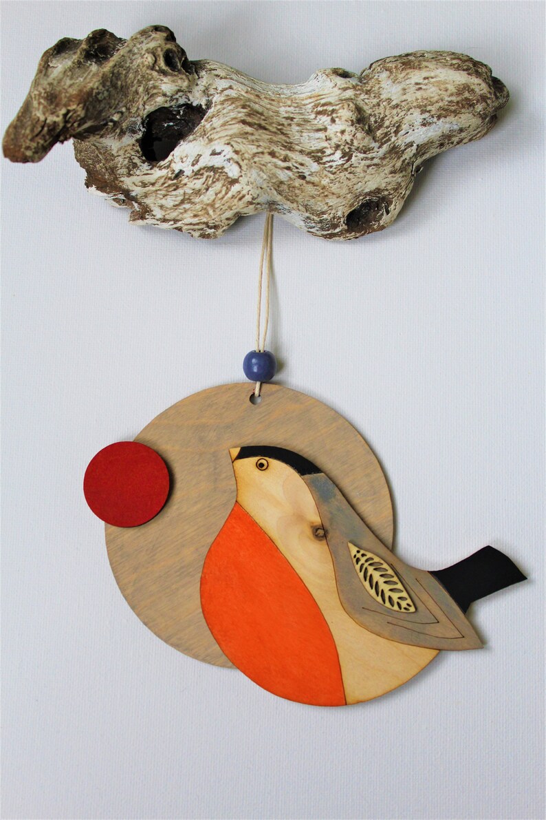Wooden Laser Cut Hand Painted Robin Wall Décor,home Decor,scandi Home ...