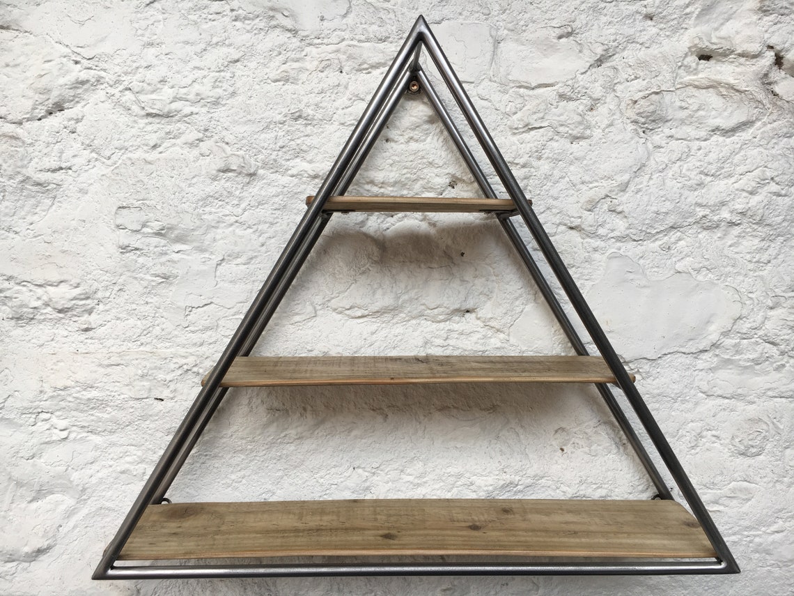 Metal and wood triangle shelves geometric shelf wall shelf | Etsy