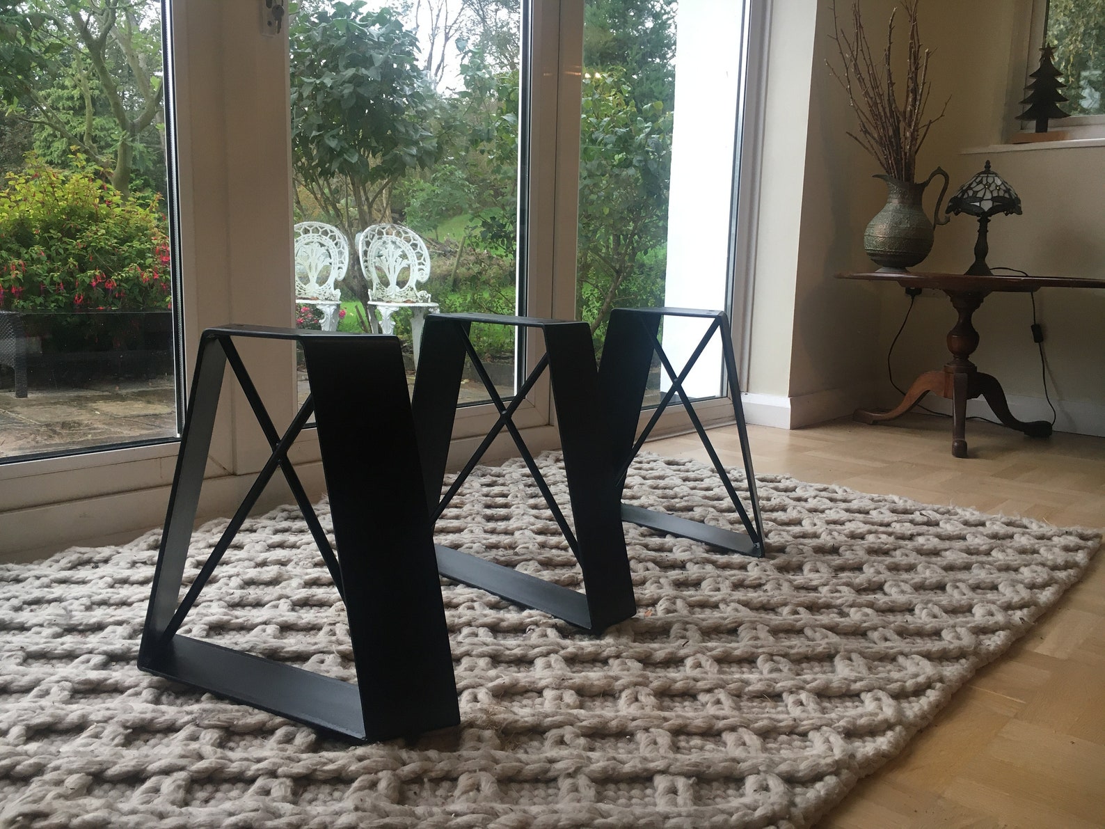 Bespoke Industrial Metal Table Legs Set of 2 Trapezoid Style - Etsy UK