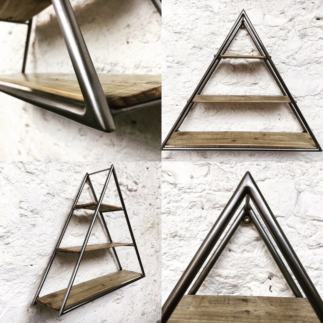 Metal and Wood Triangle Shelves Geometric Shelf Wall Shelf - Etsy