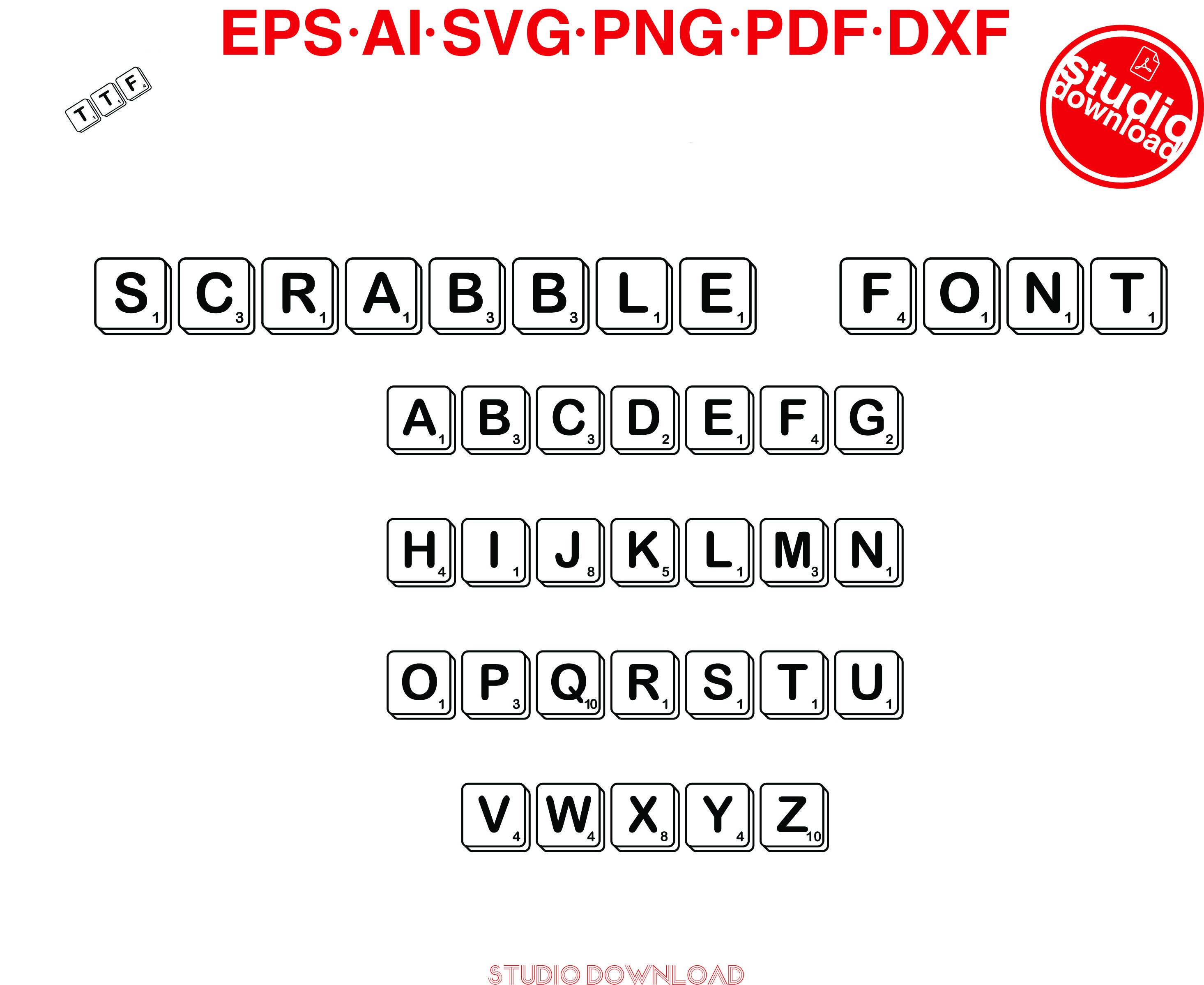 Scrabble Font Word Game SVG TTF Inspired Logo Font Script - Etsy