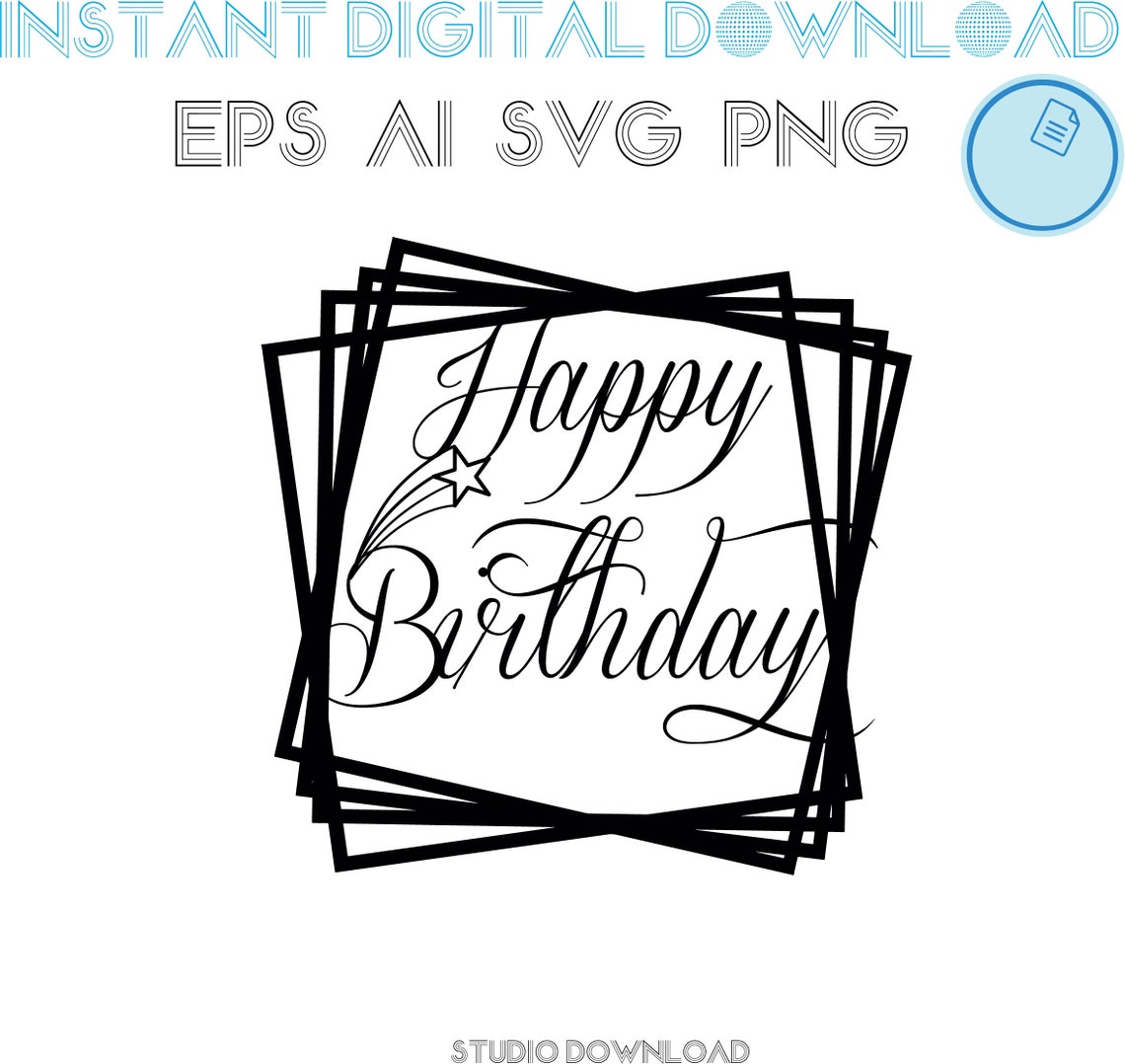 Cake Topper Svg Happy Birthday Squares Svg Birthday Svg | Etsy