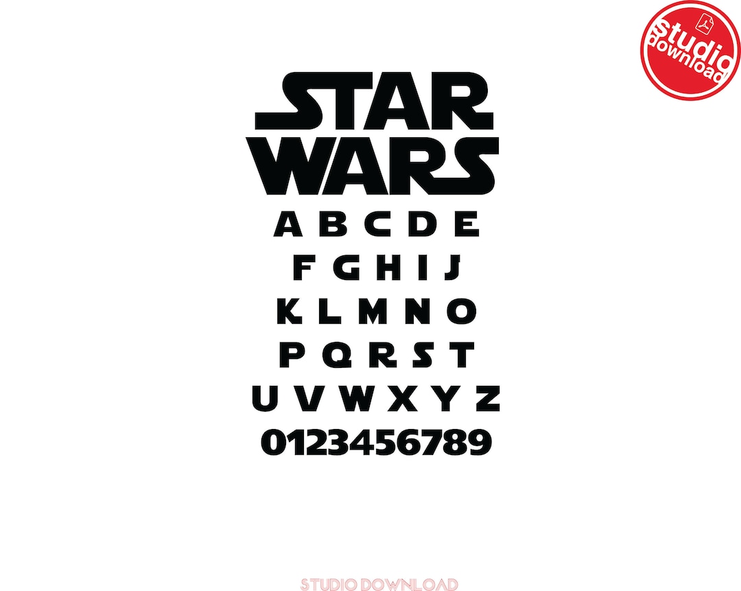 Star Wars Inspired Font Text Svg Baseball Text Jedi Type Face Instant ...