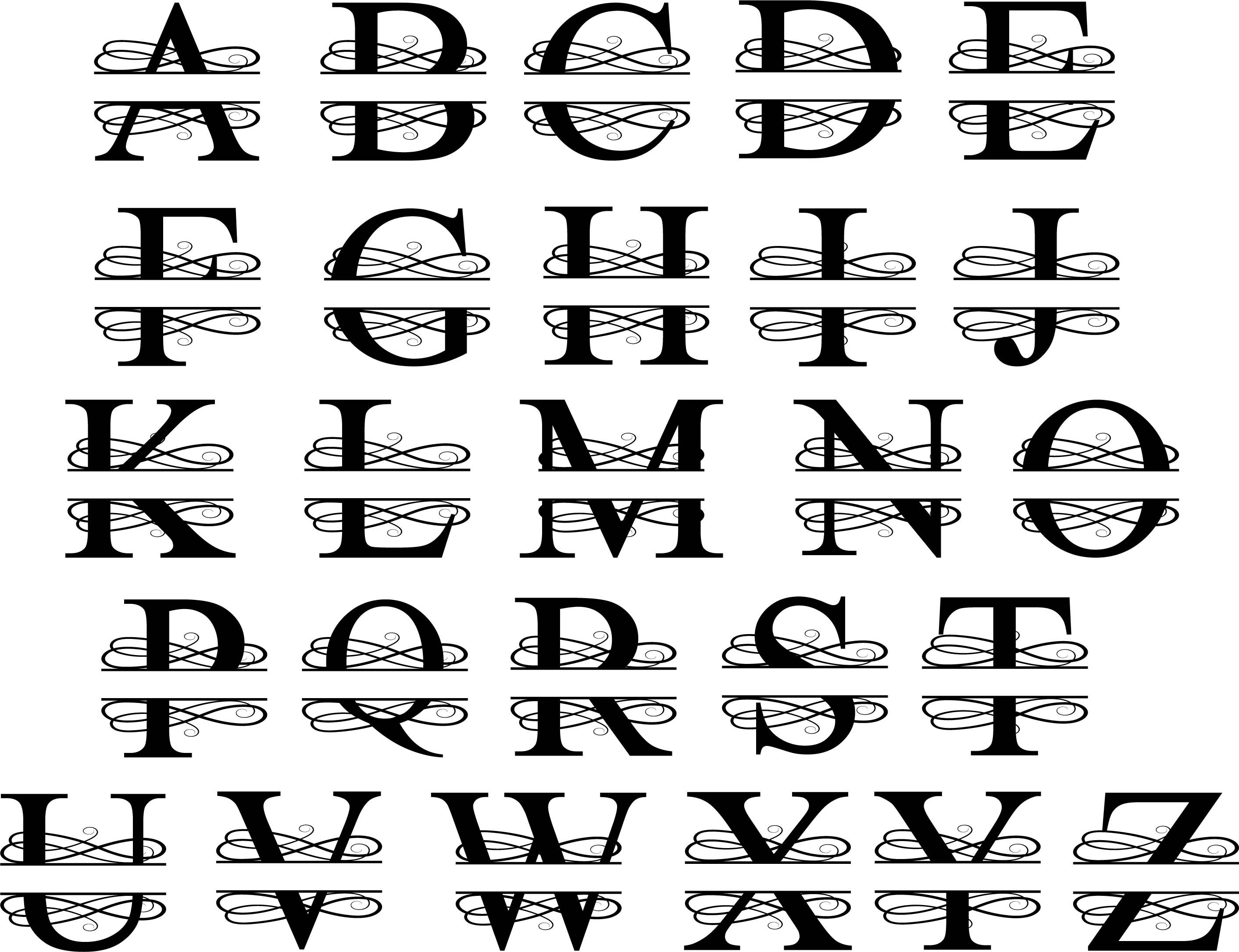 Split Font Monogram Alphabet SVG Cut File Download Cricut & | Etsy