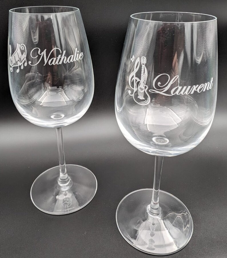Laser Engraved Wine Glass With Musical Instrument 49 Cl - Etsy