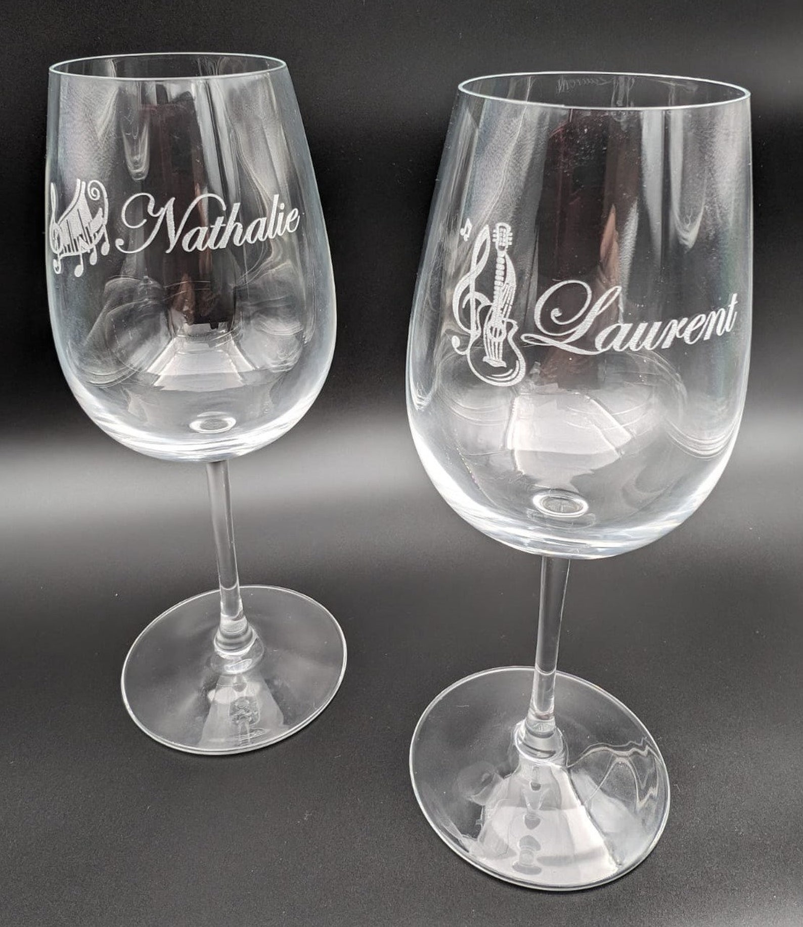 Laser Engraved Wine Glass With Musical Instrument 49 Cl - Etsy