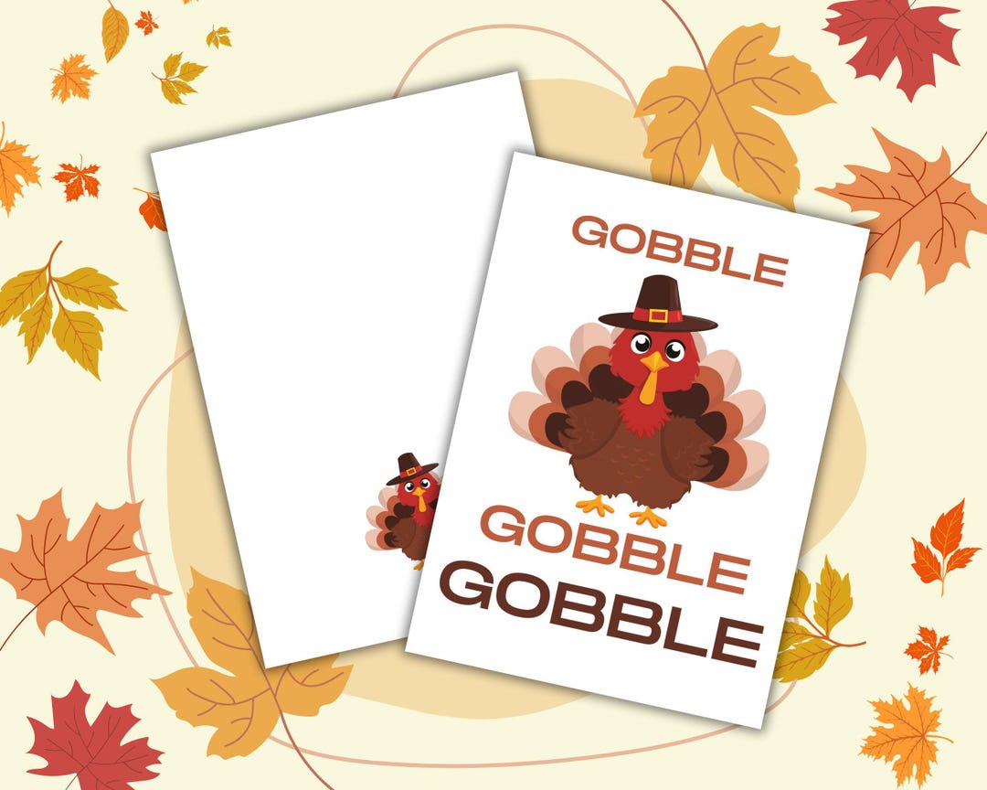 Digital Printable Thanksgiving Card, Happy Thanksgiving Card, Gobble ...