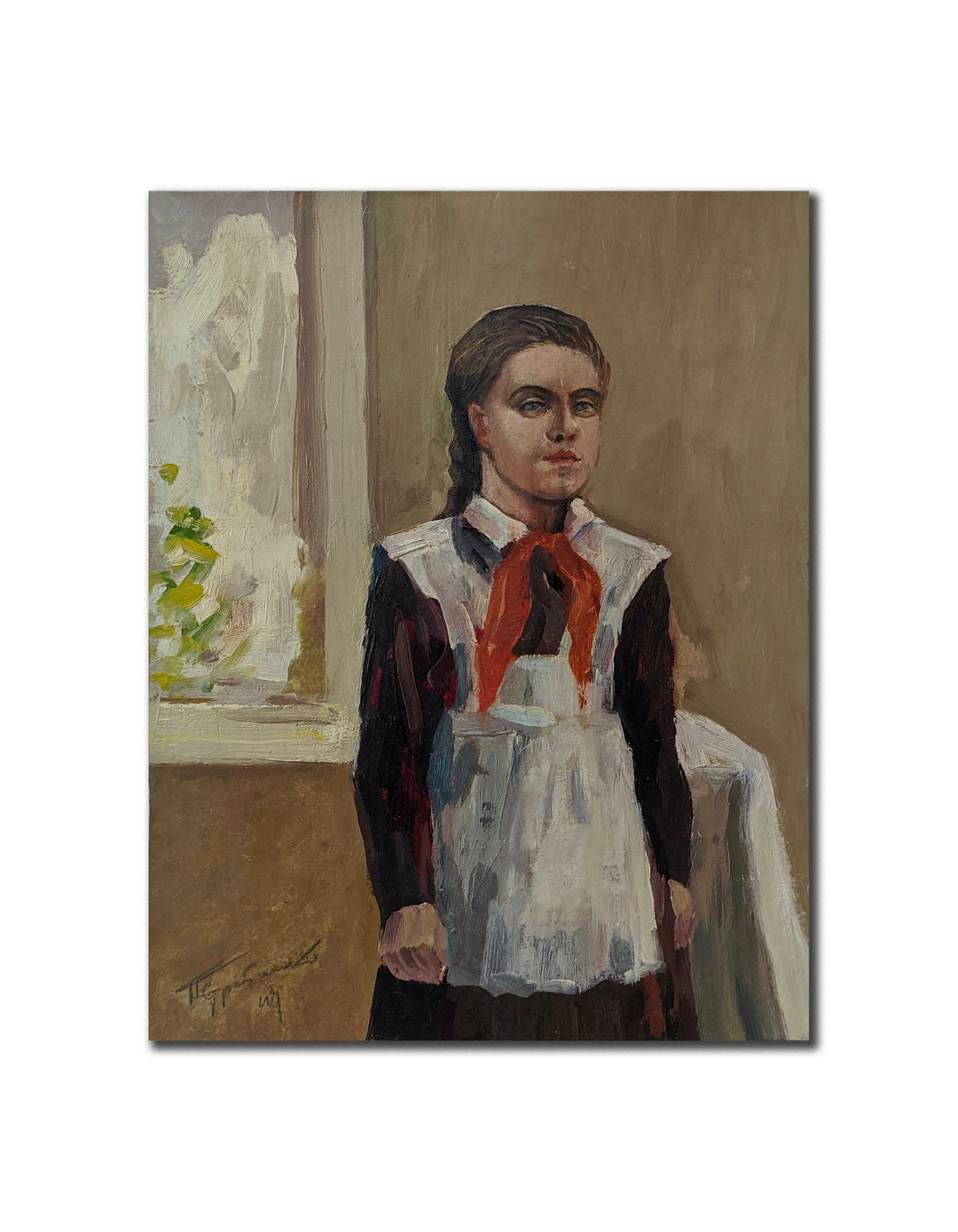 PORTRAIT PAINTING, Original Oil Painting on Cardboard by Soviet ...