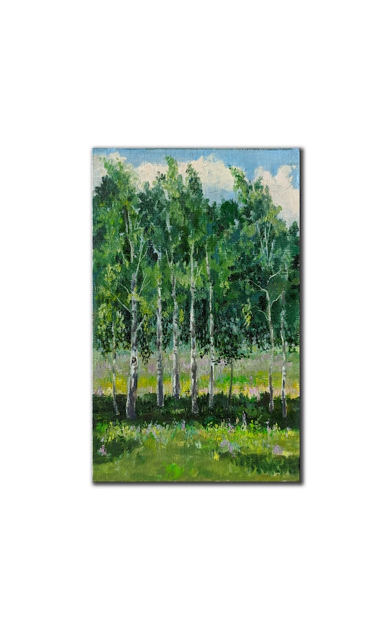 Haystack,1980s FOREST LANDSCAPE One of a kind Original oil painting on ...