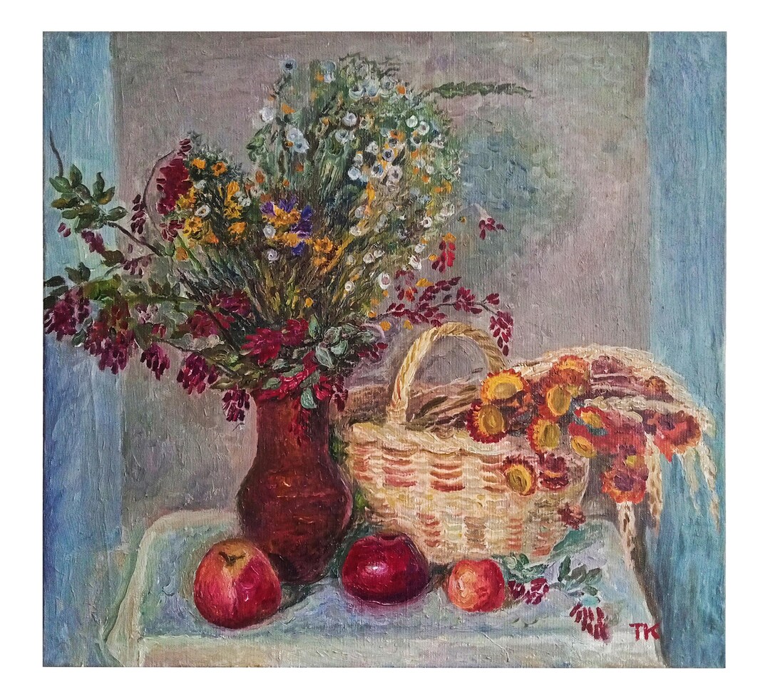 STILL LIFE PAINTING, Socialist Realism, Original Oil Painting on Canvas ...