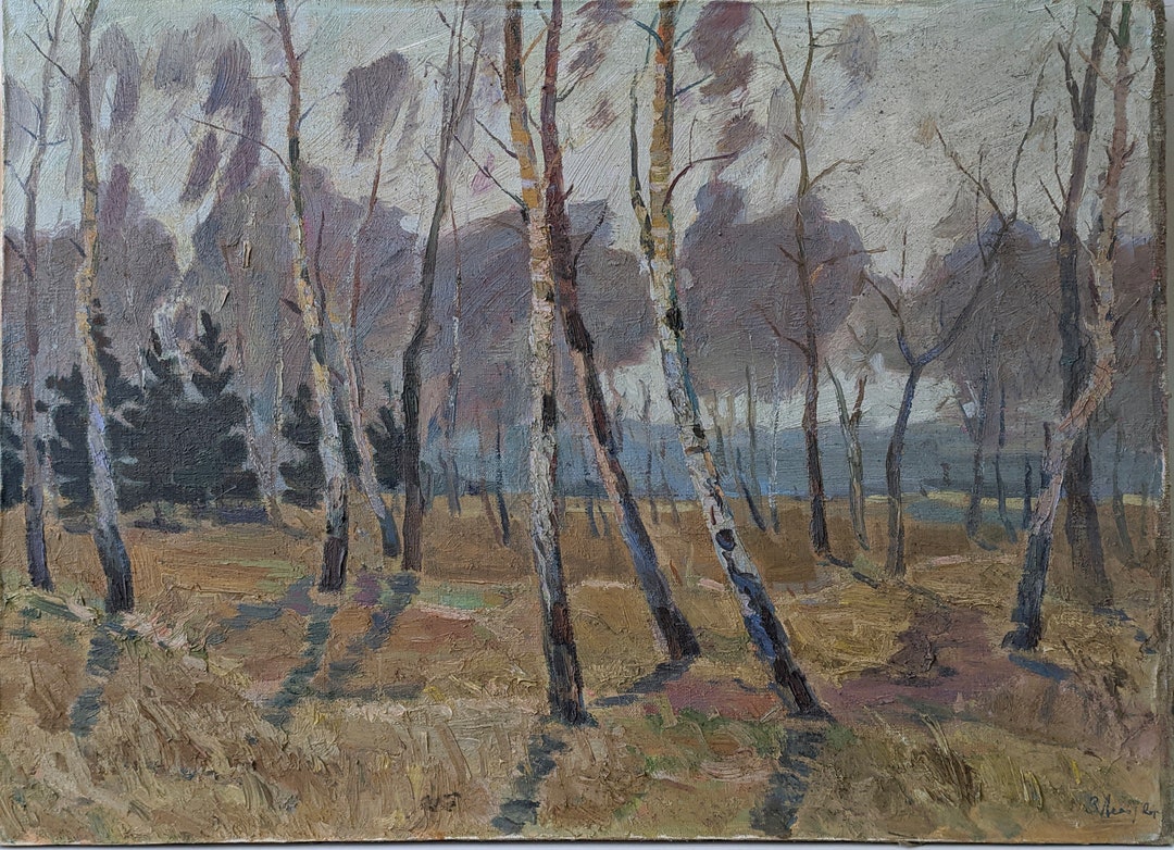 FOREST PAINTING, Original Oil Painting on Canvas, Unknown Ukrainian ...