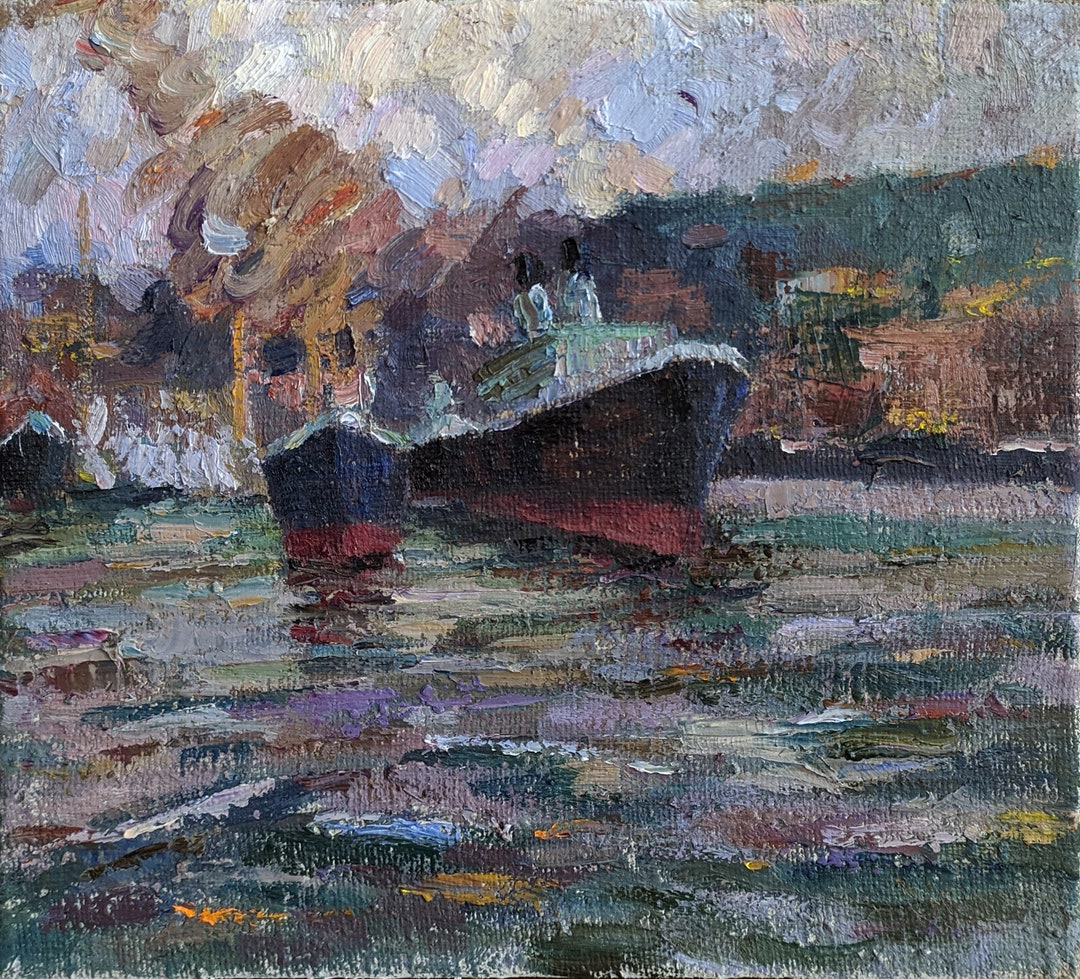 SEA PORT PAINTING Art of the 20th Century Socialist Realism - Etsy