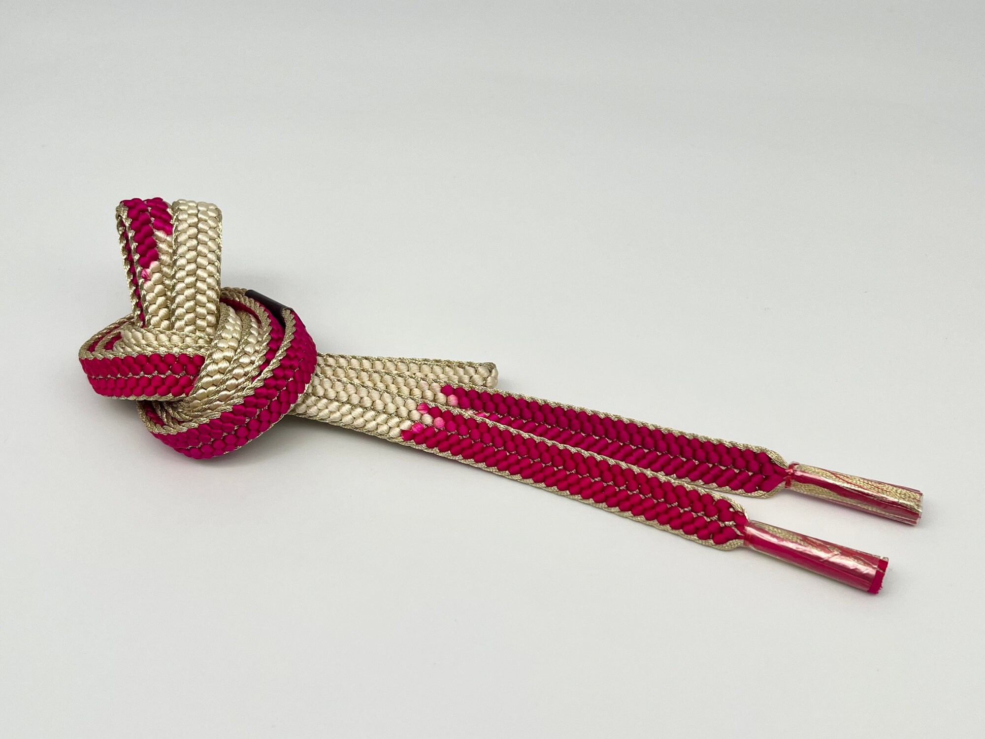 Vintage Japanese Flat Obijime Silk Pink Gold Beige Hand-tied Craft ...