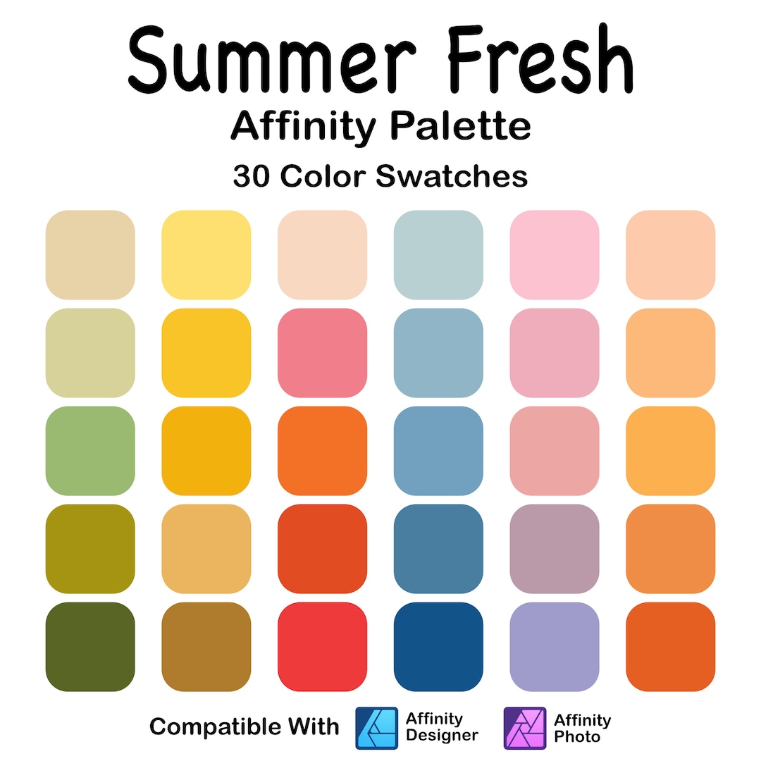 Summer Fresh Color Swatches Palette - 30 Colors, Affinity Designer ...