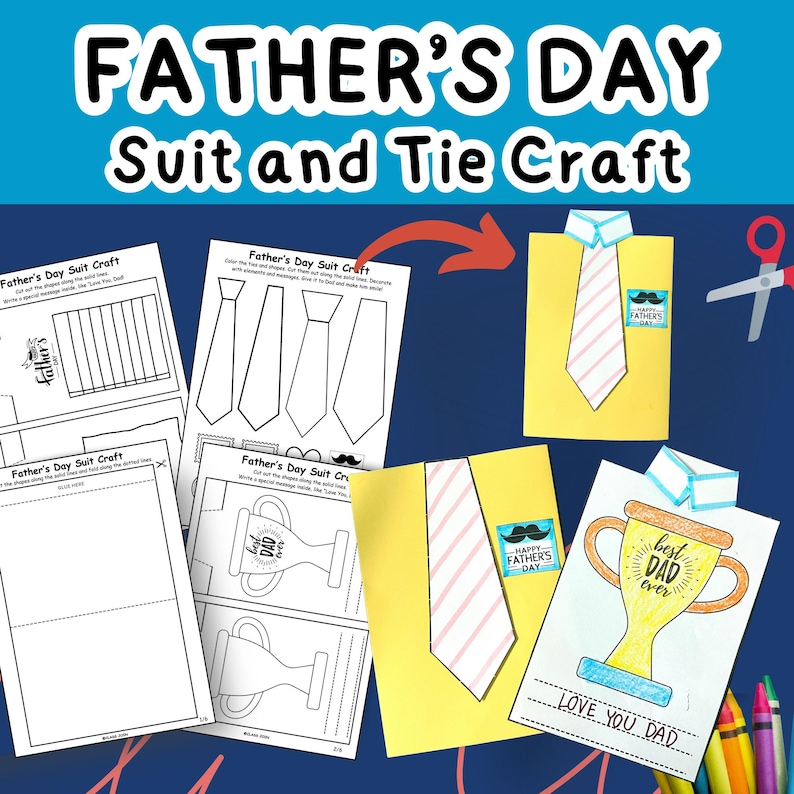 Father’s Day Tie Card Printable DIY Kids Activity Craft Gift for Dad ...