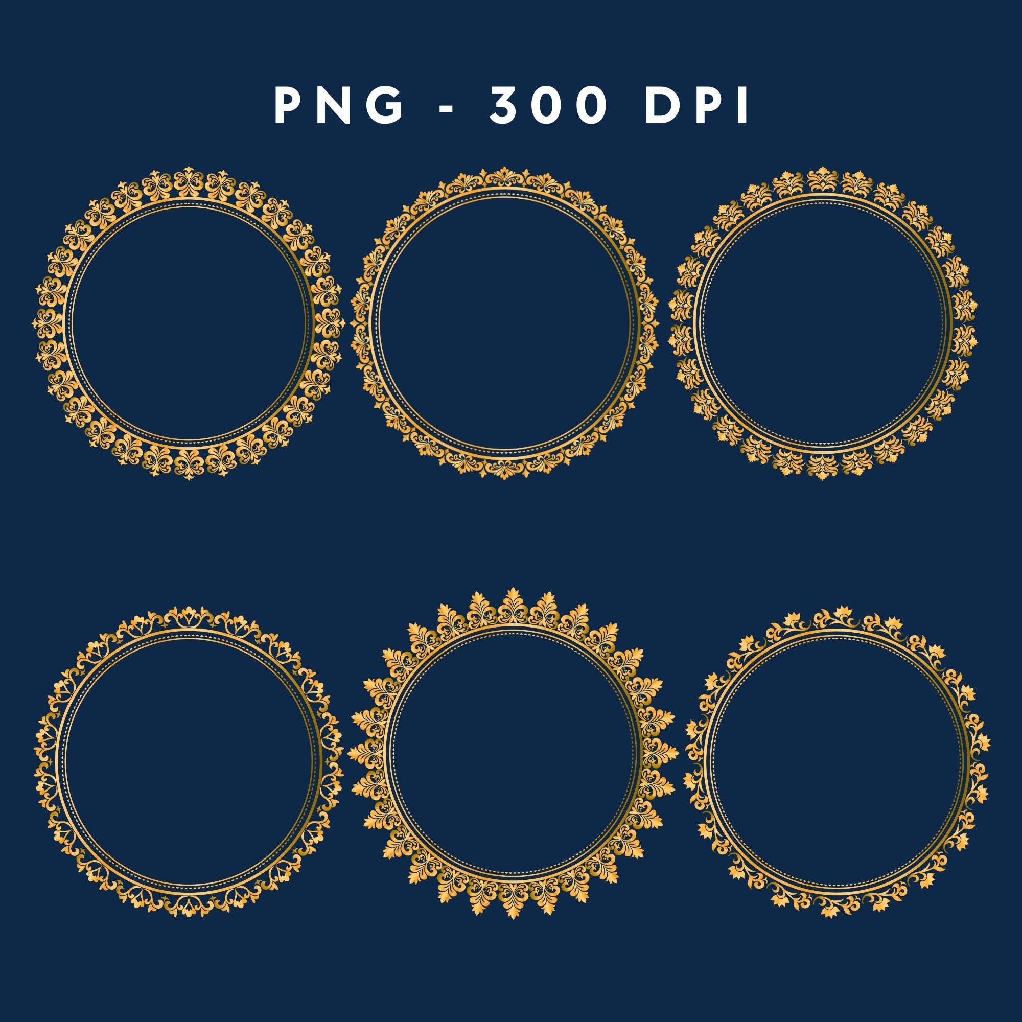 Luxury Gold Gradient Circle Frame SVG PNG Clipart, Vintage Golden Circular Round Wedding ...