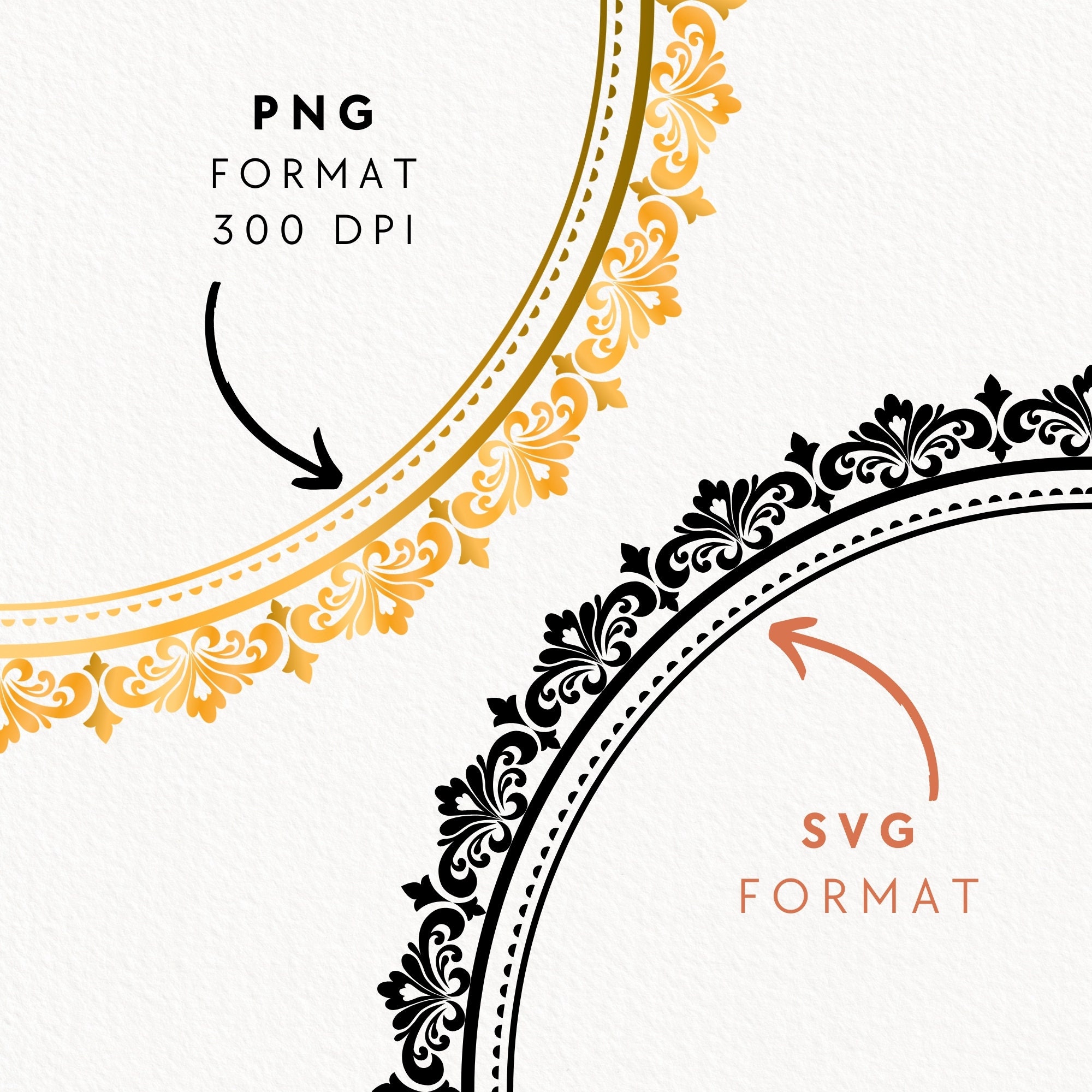 Luxury Gold Gradient Circle Frame SVG PNG Clipart, Vintage Golden Circular Round Wedding ...
