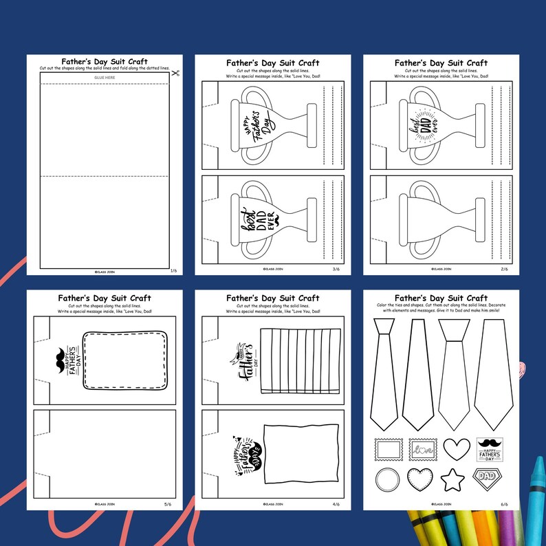 Father’s Day Tie Card Printable DIY Kids Activity Craft Gift for Dad ...