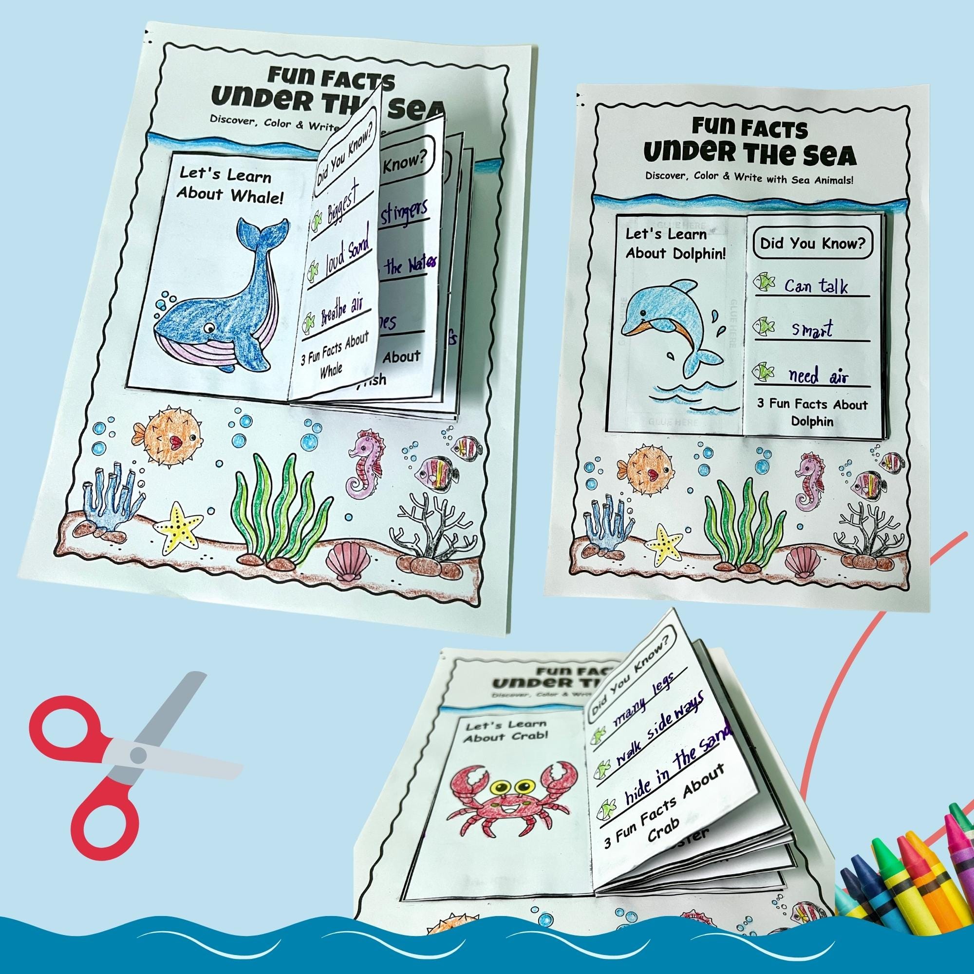 Sea Animal Fun Facts Craft Printable Writing Activity World Oceans Day ...
