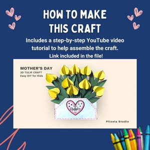 Mother’s Day 3D Tulip Flower Bouquet Envelope Craft for Kids, Printable ...