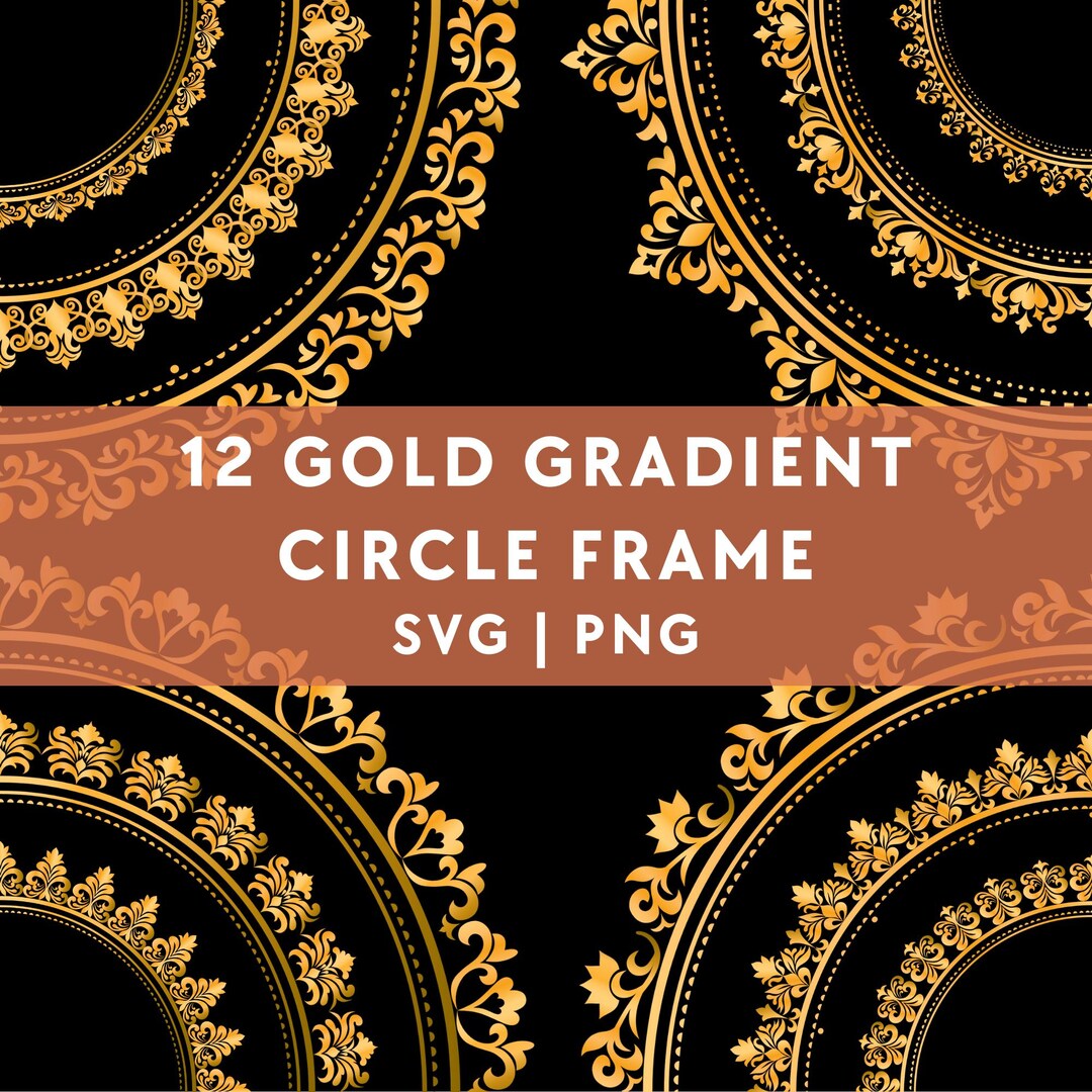 Luxury Gold Gradient Circle Frame SVG PNG Clipart, Vintage Golden ...