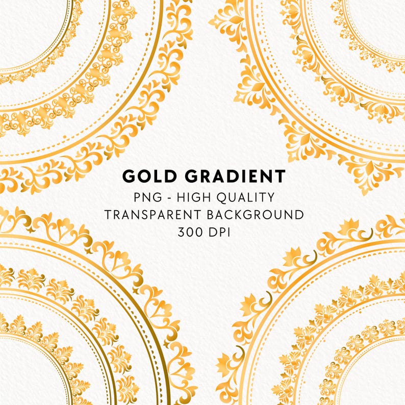Luxury Gold Gradient Circle Frame SVG PNG Clipart, Vintage Golden ...