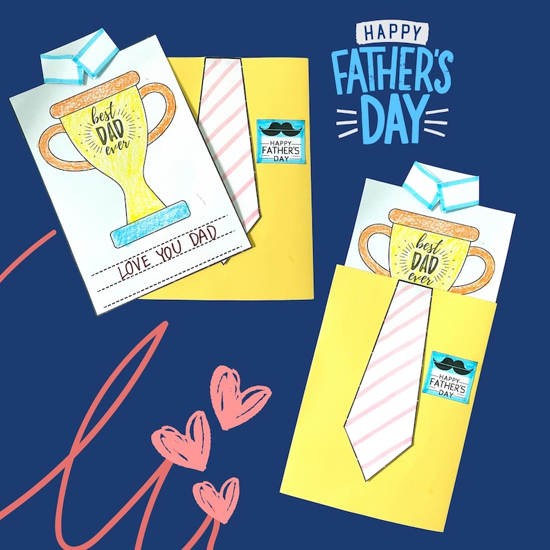 Father’s Day Tie Card Printable DIY Kids Activity Craft Gift for Dad ...
