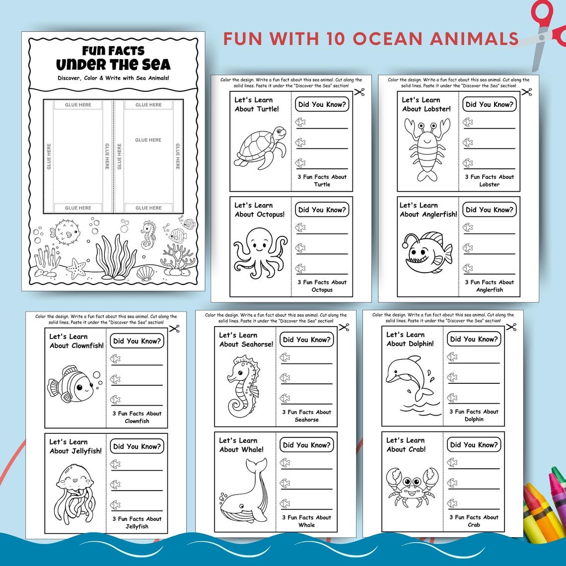 Sea Animal Fun Facts Craft Printable Writing Activity World Oceans Day ...