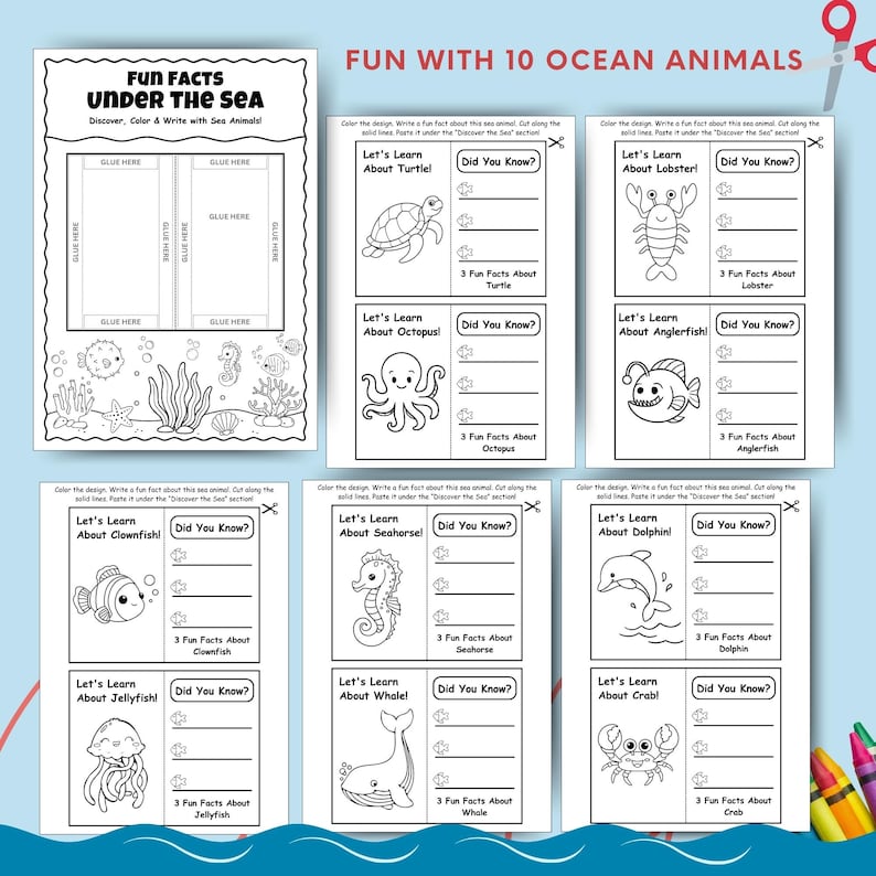 Sea Animal Fun Facts Craft Printable Writing Activity World Oceans Day ...