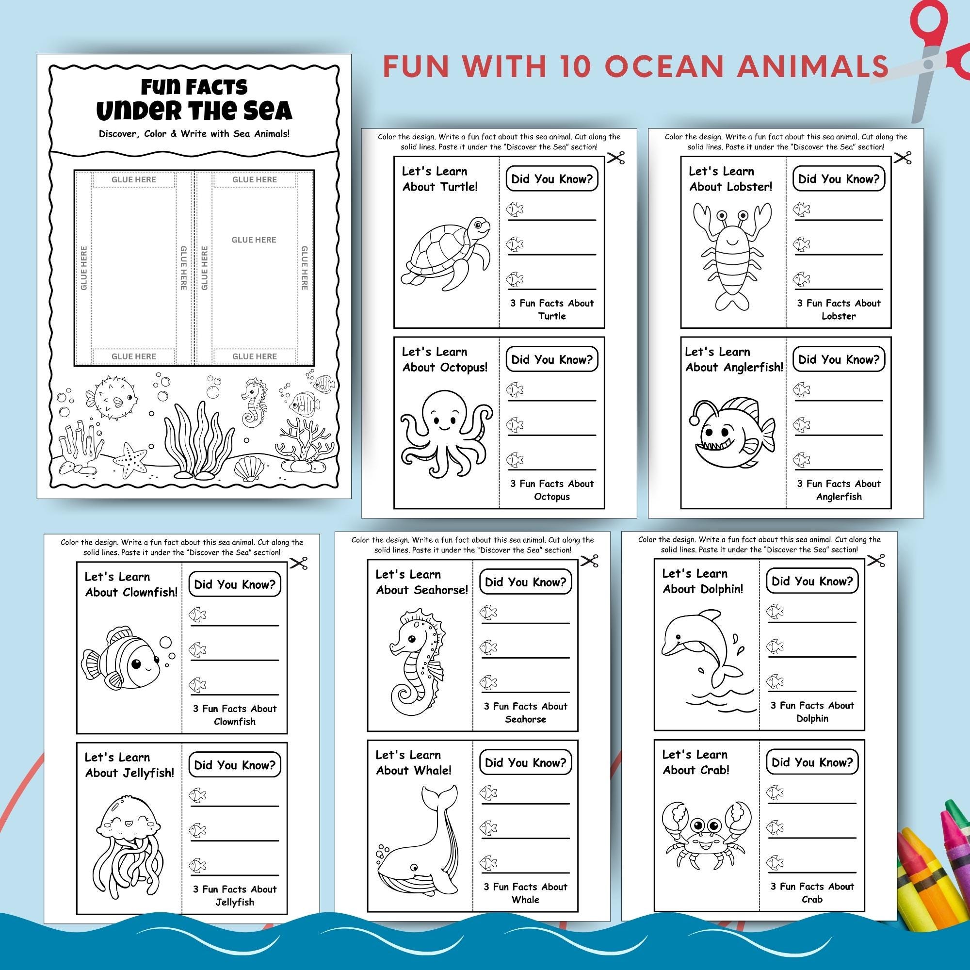 Sea Animal Fun Facts Craft Printable Writing Activity World Oceans Day ...