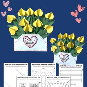Mother’s Day 3D Tulip Flower Bouquet Envelope Craft for Kids, Printable ...