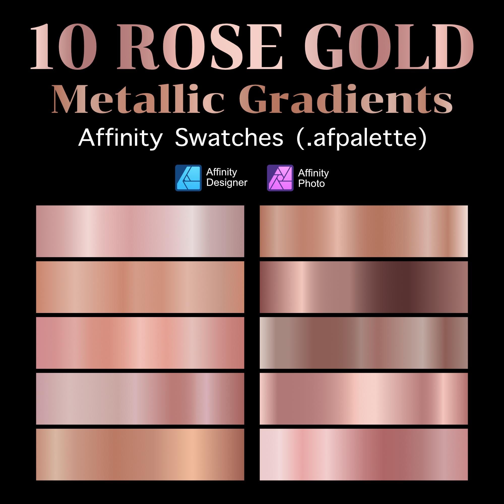 Luxury Rose Gold Metallic Gradient Swatches Palette - 10 Gradient ...