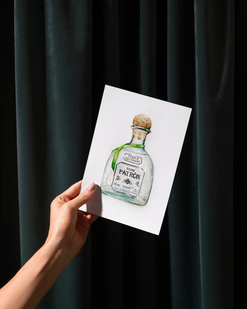 Patron Bottle Print, Tequila Art Print, Trendy Wall Art, Digital ...